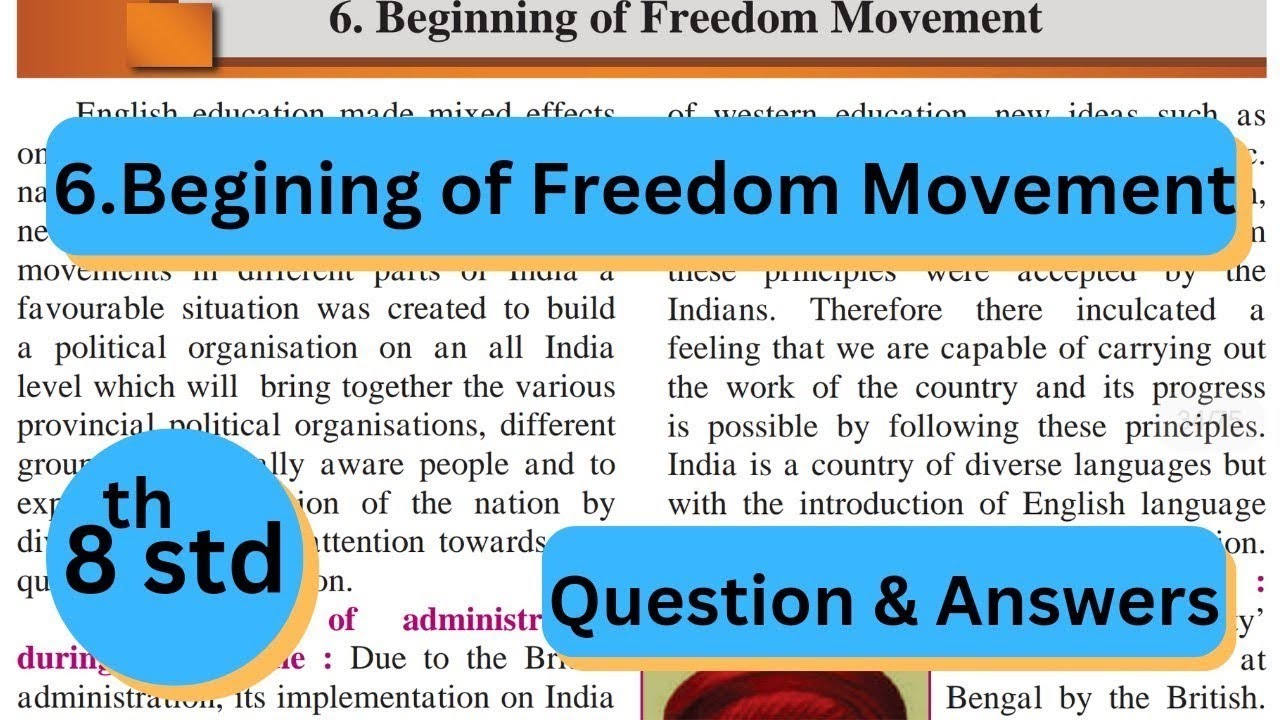8th Std - History - Chapter 6 Beginning of freedom movement answer from ...
