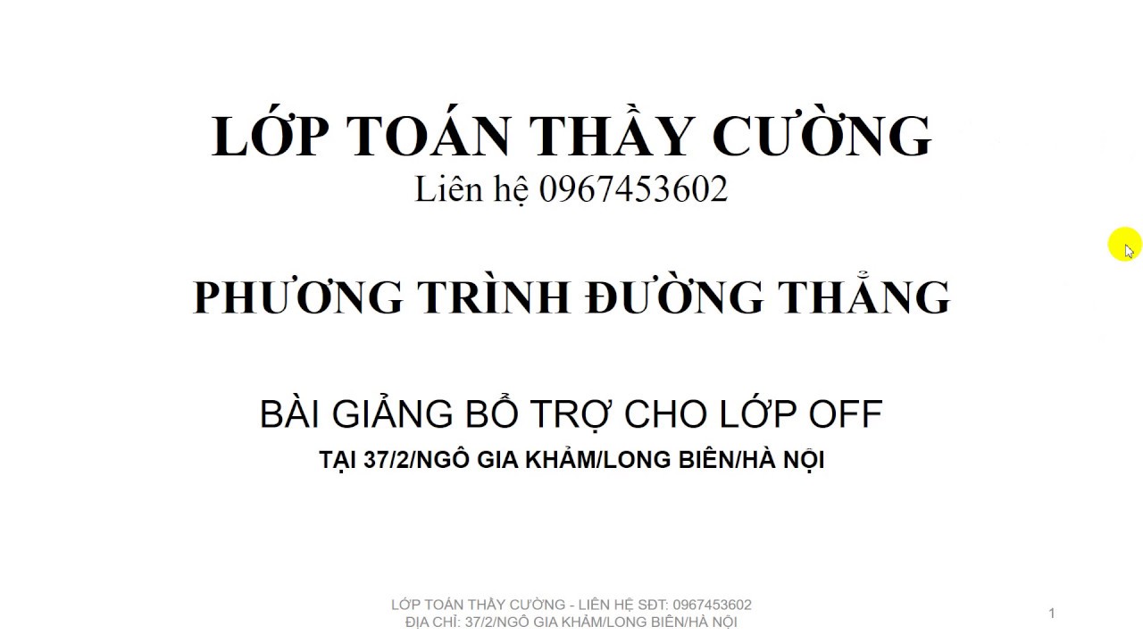 1. Véctơ pháp tuyến (VTPT) và véctơ chỉ phương (VTCP) của đường thẳng ...