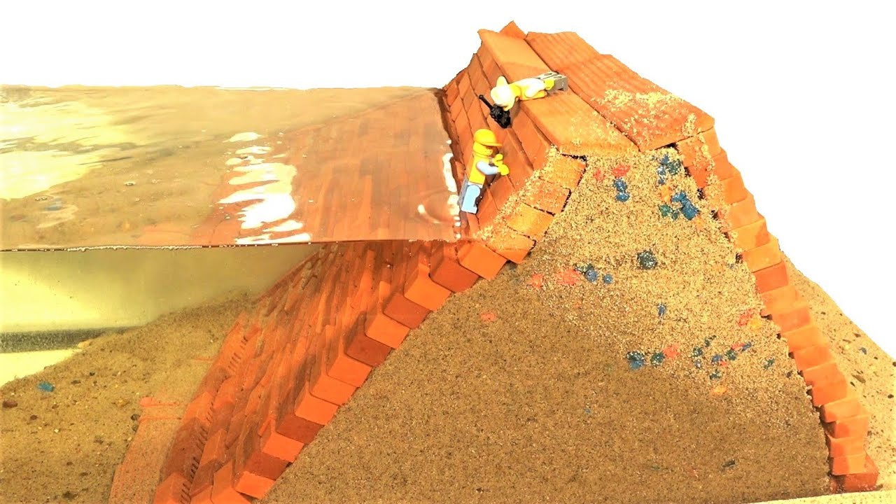 Dam Breach Experiment #5 - Double Sided Mini Bricks Sand Dam Failure ...