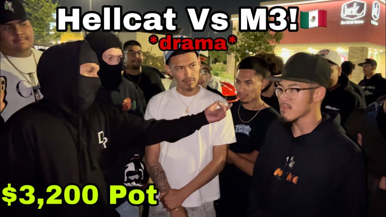 DRAMA! Hellcat Vs M3! $3,200 Pot #Dodge #Hellcat #M3 - YouTube