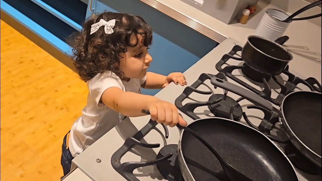 Cute Baby Pretend Play Cooking Food With Kitchen Toys!! - YouTube