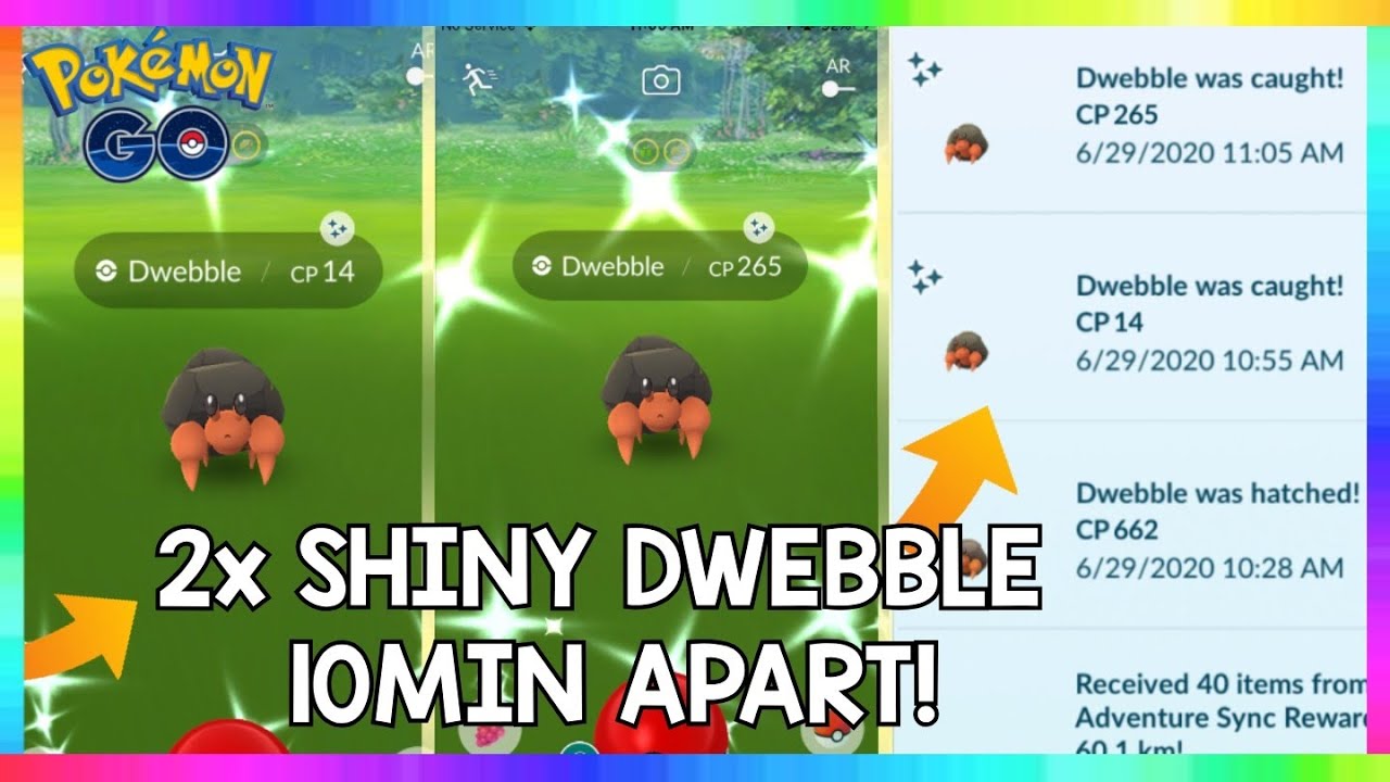 2x SHINY DWEBBLE CAUGHT 10 MINUTES APART IN POKEMON GO! ( 4x SHINIES ...