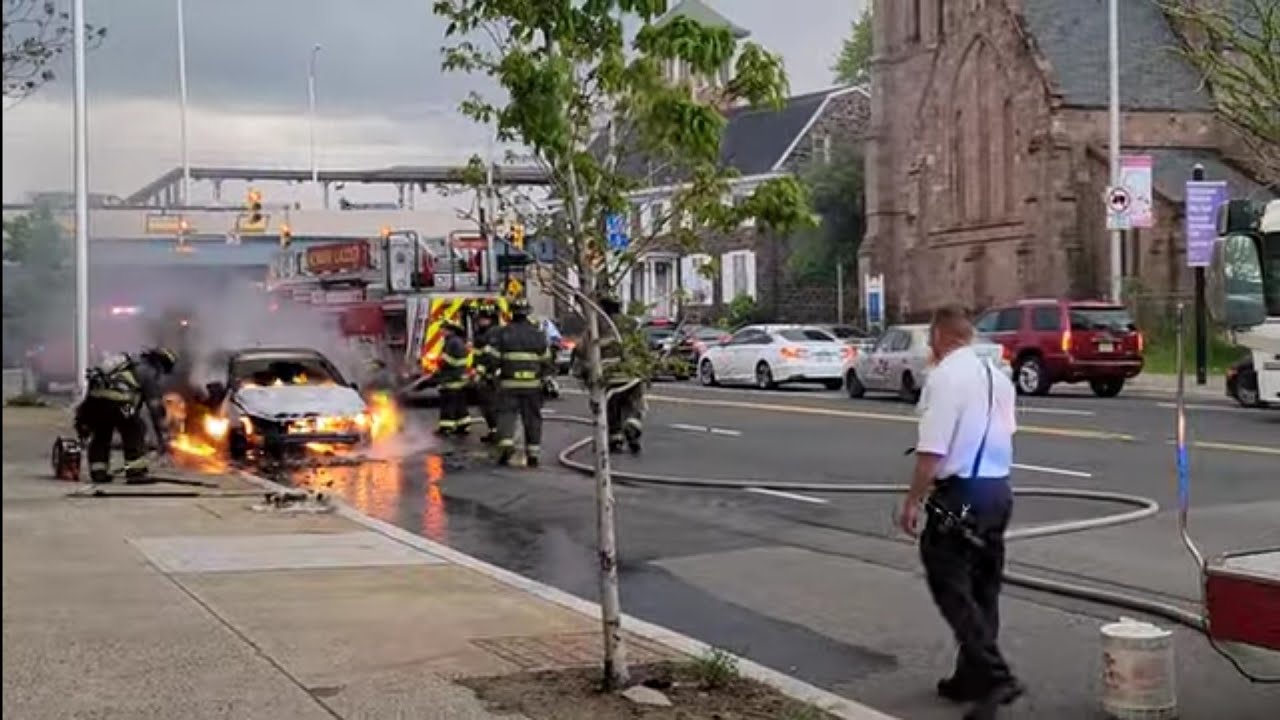 Fully Involved Car Fire W/ Blown Gas Tank Newark Nj P-2 - YouTube