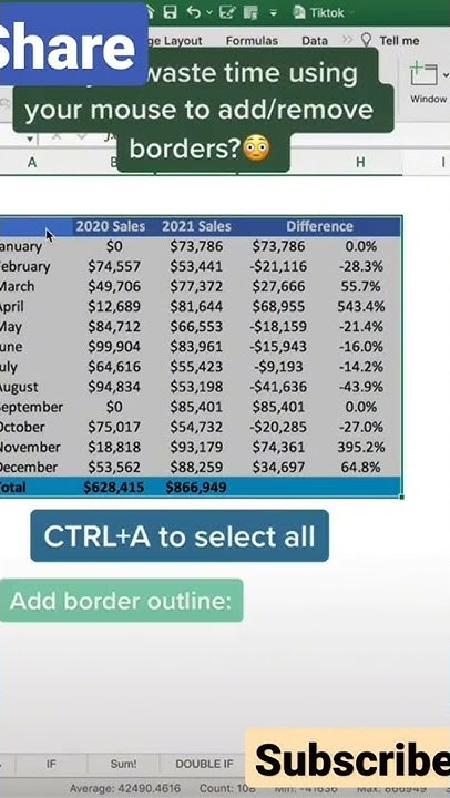 How To Quickly Add Or Remove Borders In An Excel Cells Exceltricksexcelshortsexceltips 