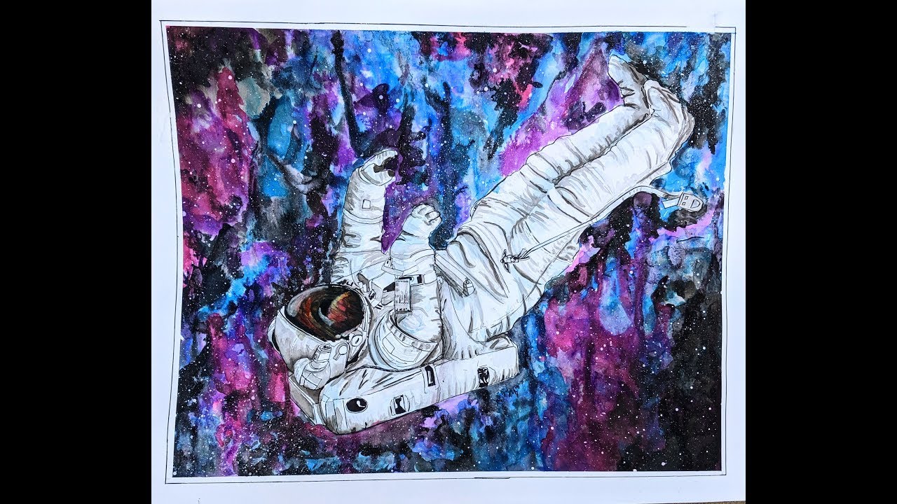 How to Paint with Ink: Astronaut Drawing - YouTube