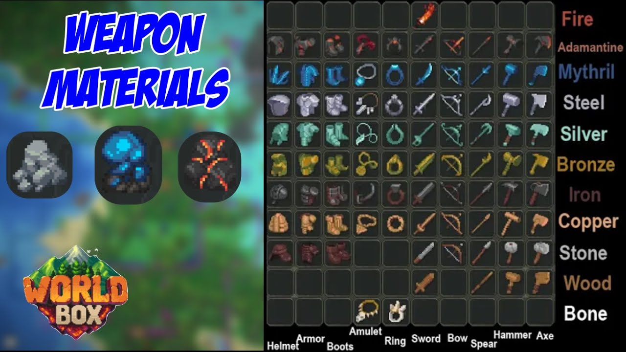 Guide to Weapons and Armor Materials Explained in WorldBox. - YouTube