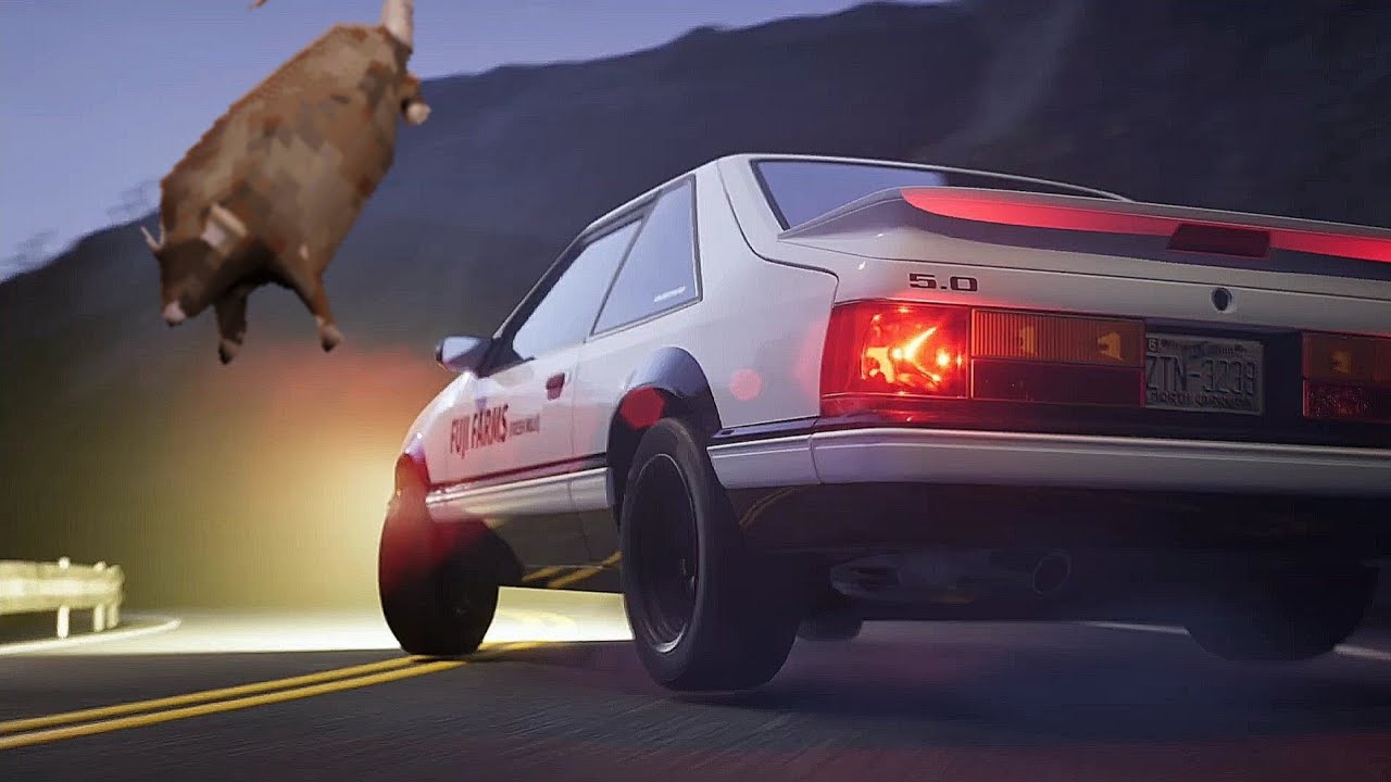 Eurobeat Free Bird with Drifting Fox Body Mustang Loop - YouTube