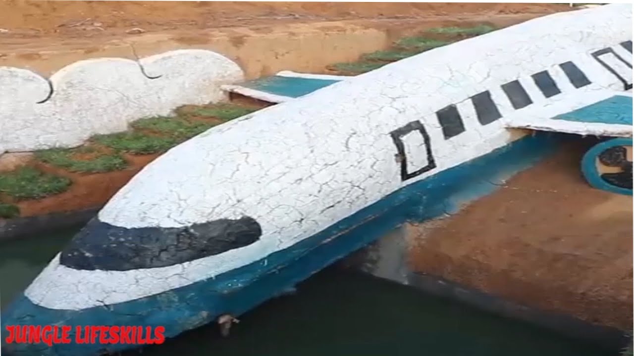 100 Days How I Build Water Slide Planes Park into Swimming Pool House ...