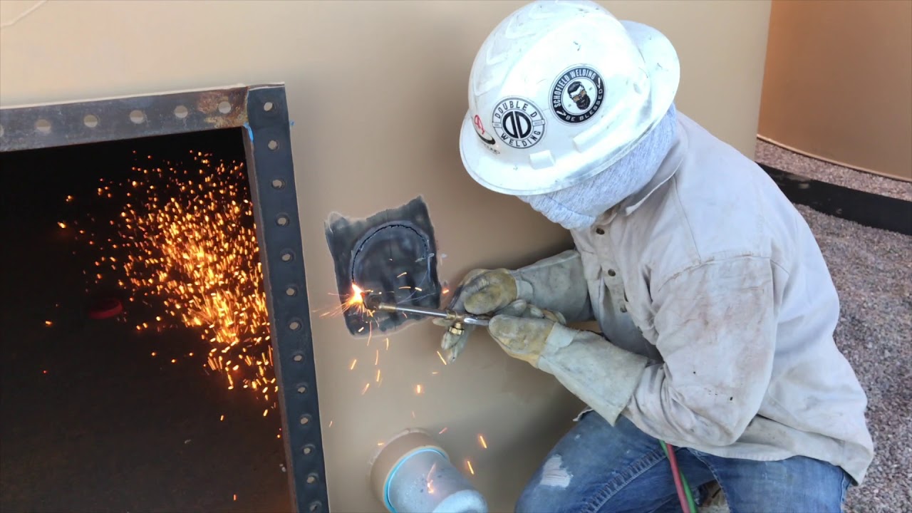 How to align cut and weld in new tank collars. - YouTube
