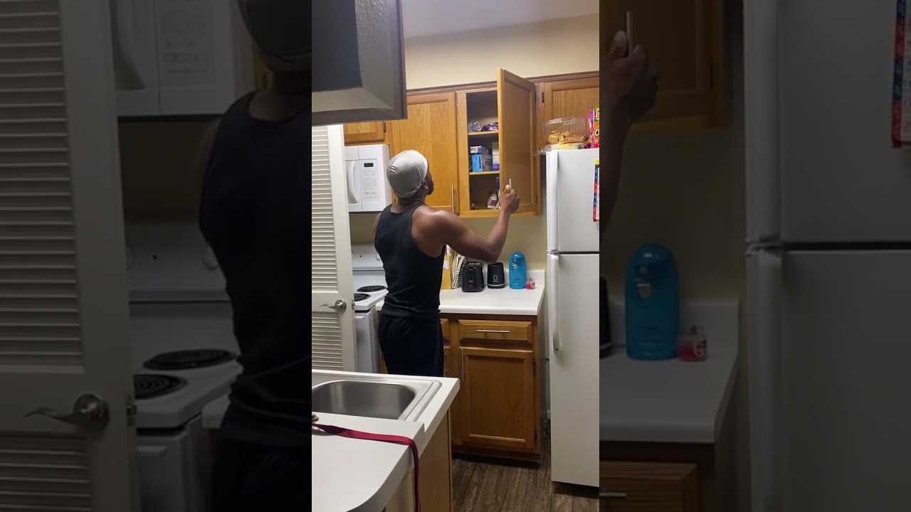 Woman hides a speaker in the cabinet to prank her fiance. - YouTube