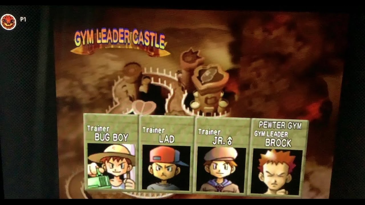 Pokémon stadium, on NSO gym, leader, castle, Brock - YouTube