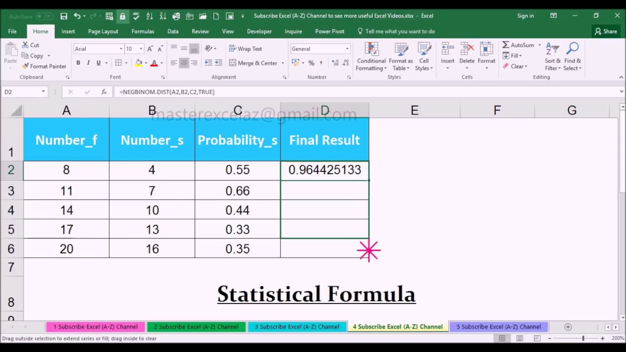 NEGBINOM.DIST Statistical Function with Example in MS Office Excel ...