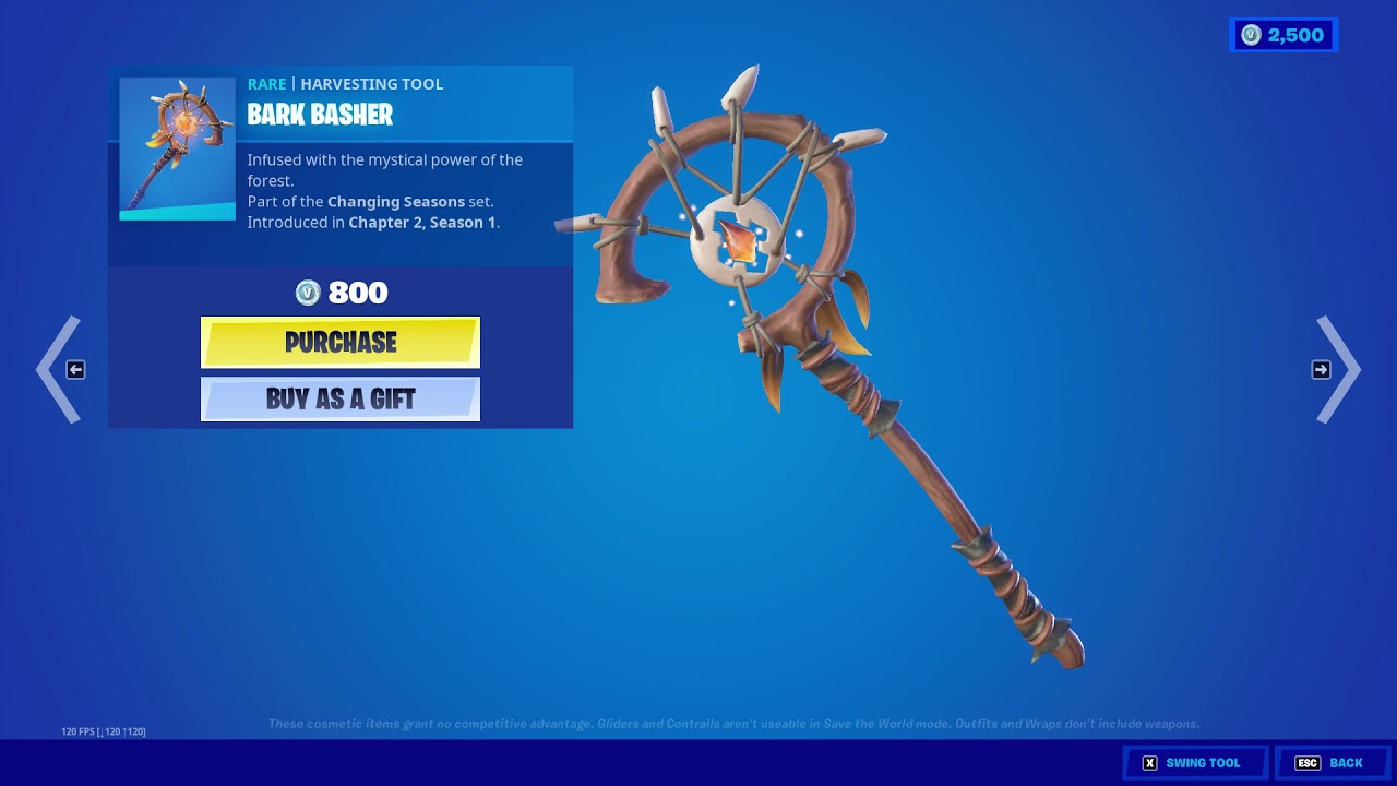 Fortnite Bark Basher pickaxe (Rare) harvesting tool, Changing Seasons ...