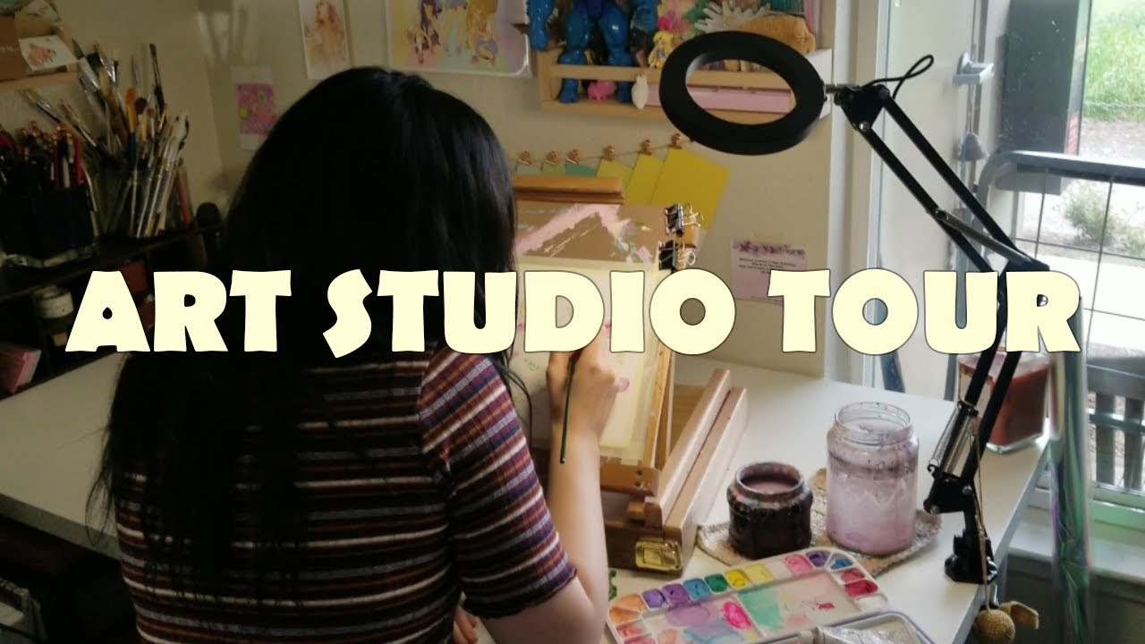 A Mini Art Studio Tour \\ My WorkSpace- 2019 - YouTube
