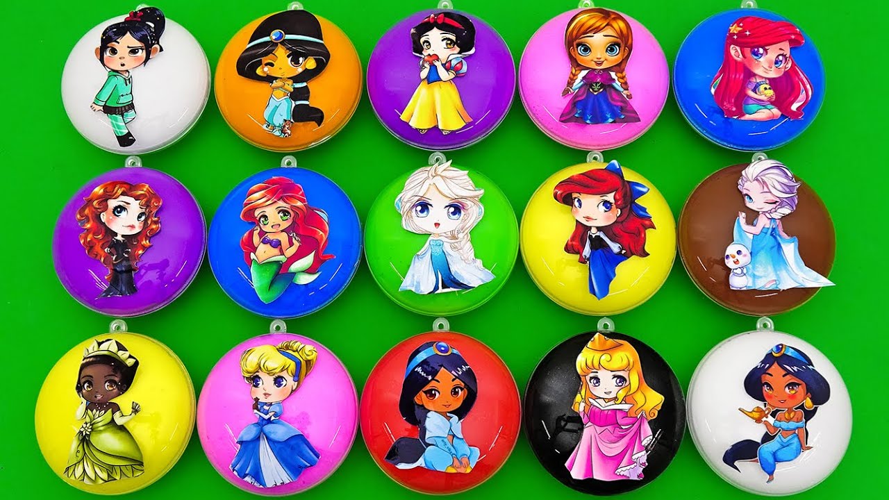 Looking For Disney Princess With Mini Circle Slime Colorful! ASMR ...