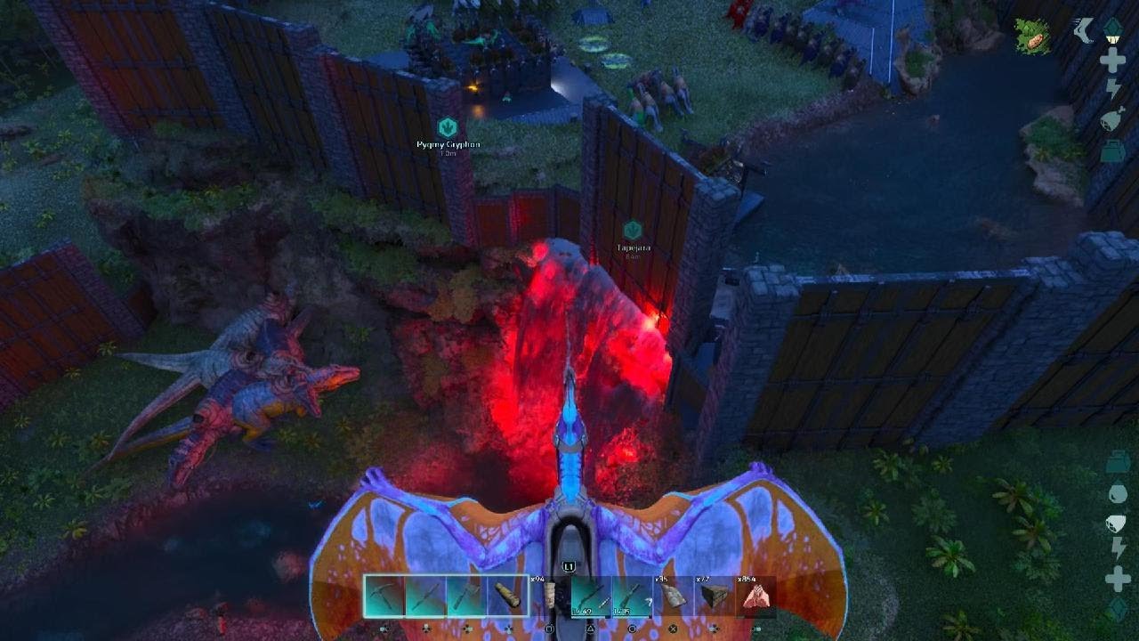 ARK Survival Ascended, building ramp while grappled to wild dinos head ...