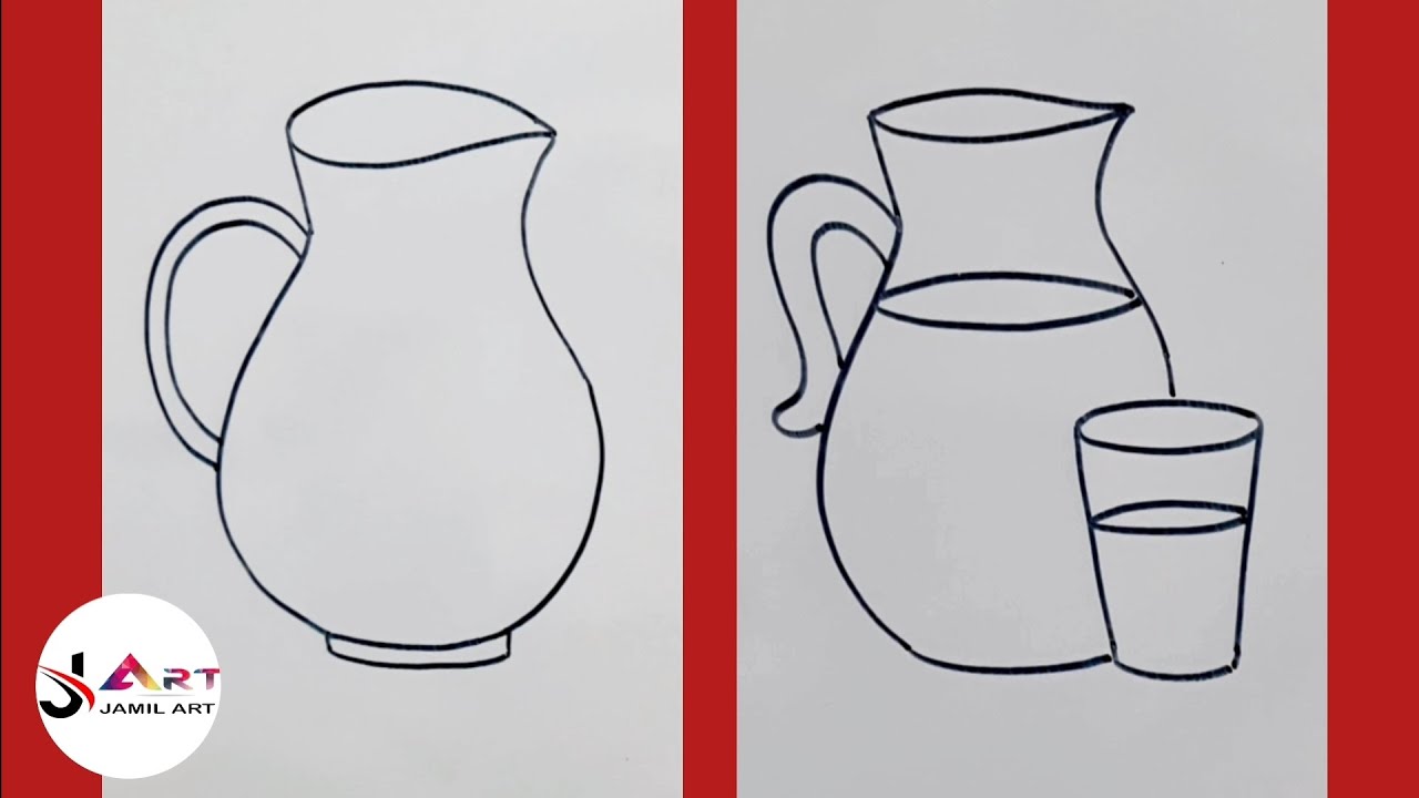 How to draw Jug Glass very easy step by step || Sketch drawing - YouTube