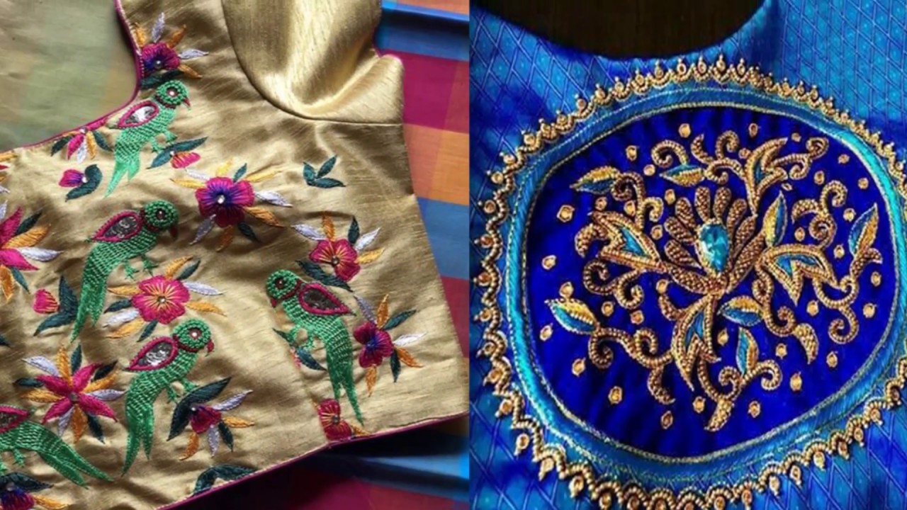 Beautiful Thread Embroidery Work For Fancy Sarees| Blouse Designs For ...