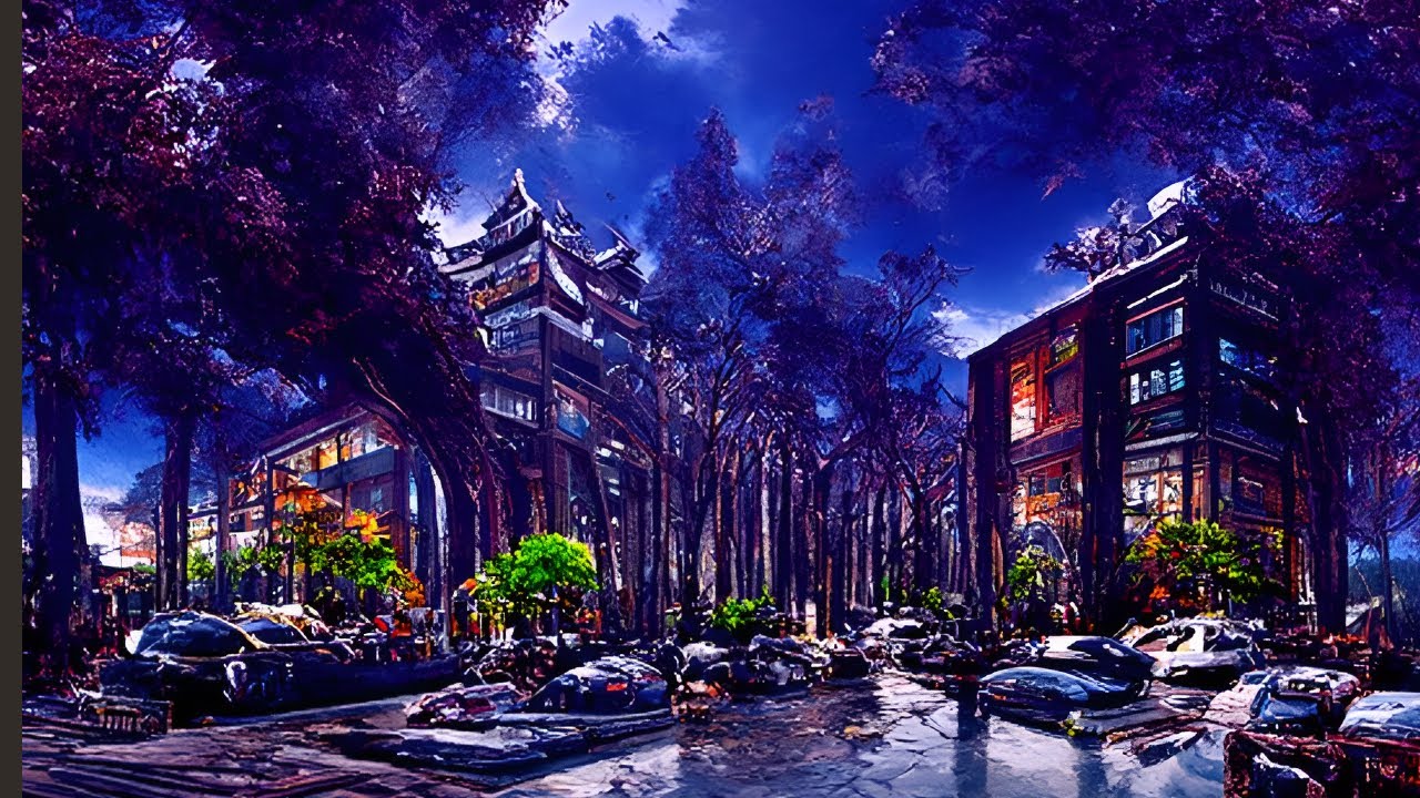 Rainy Japanese forest town at Night Ambience & Music - YouTube