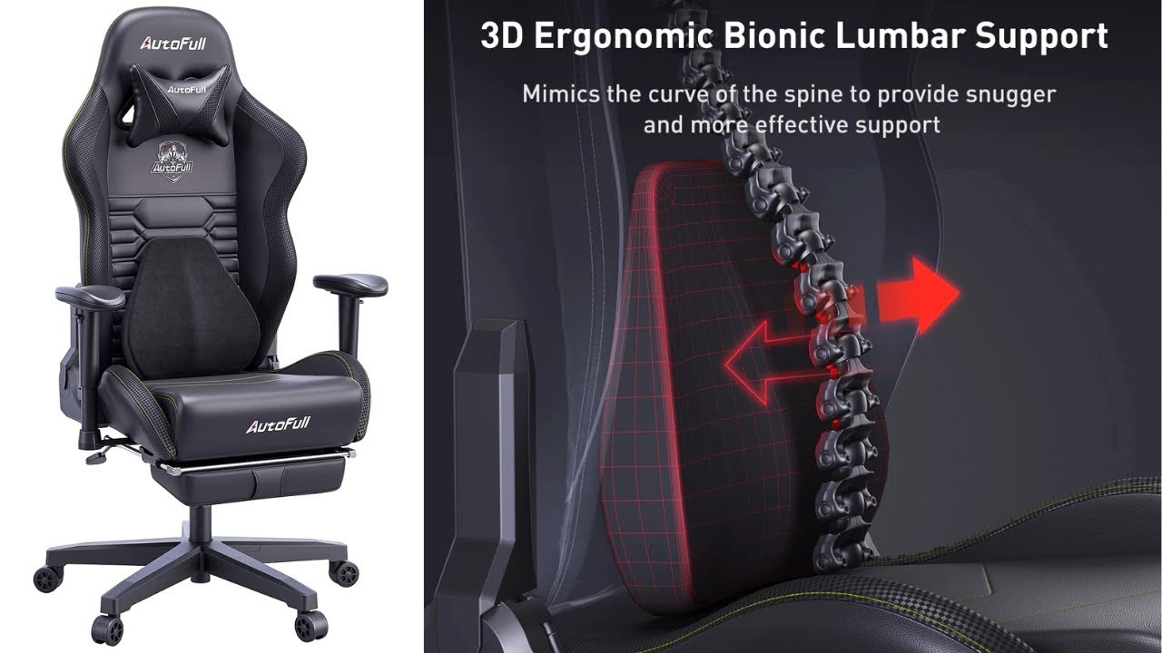 AutoFull Gaming Chair Ergonomic Gamer Chair with 3D Bionic Lumbar ...