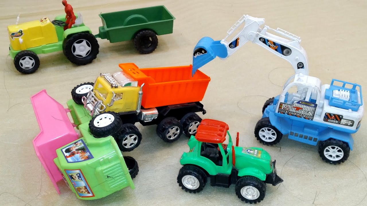 JCB Excavator Rescue Dumper Truck, Loader Truck, Tractor Trolley Toy ...