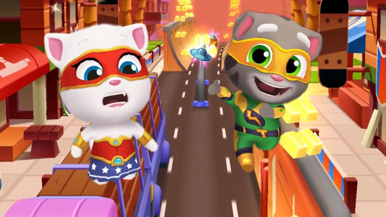 Super Angela vs Super Tom 💥 | Epic Gameplay in Talking Tom Gold Run ...