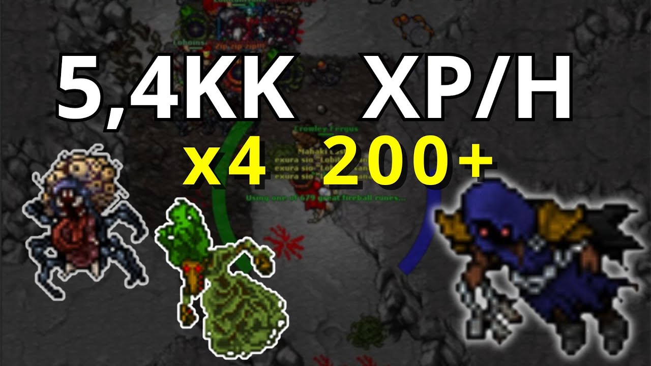 Hunt x4 lvl 200+ em Ripper Spectre 5,4kk xp/h | Tibia - YouTube
