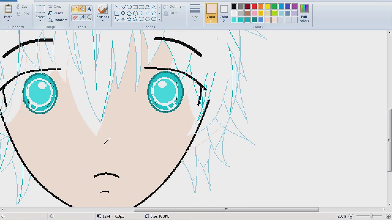 DRAWING ANIME CHRACTER USING ONLY WINDOW PAINT. - YouTube