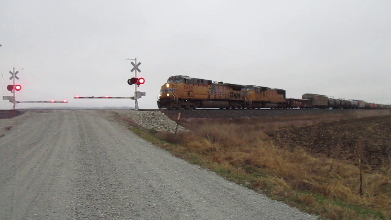 Union Pacific mixed freight with locomotive 5635 leading near Crescent ...