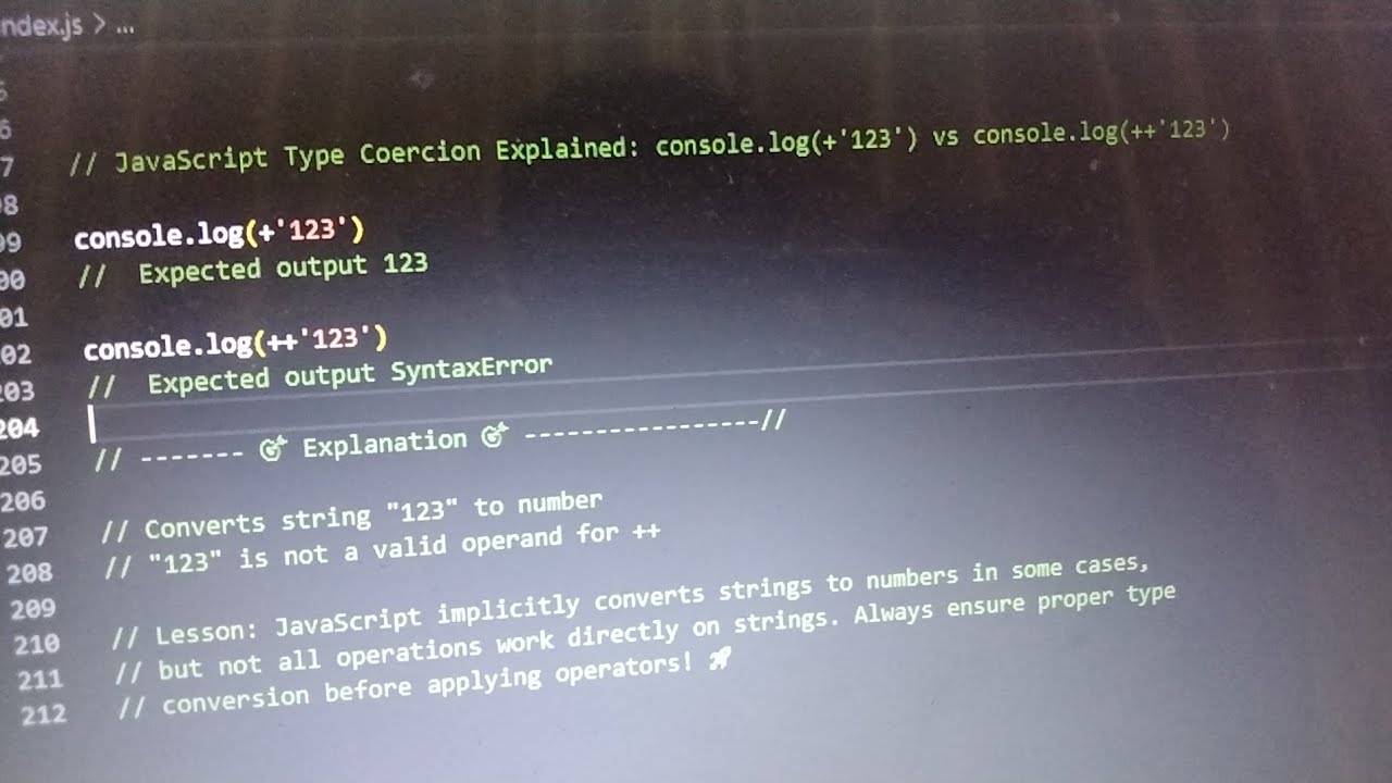 JavaScript Type Coercion Explained: console.log(+'123') vs console.log(++'123') - YouTube