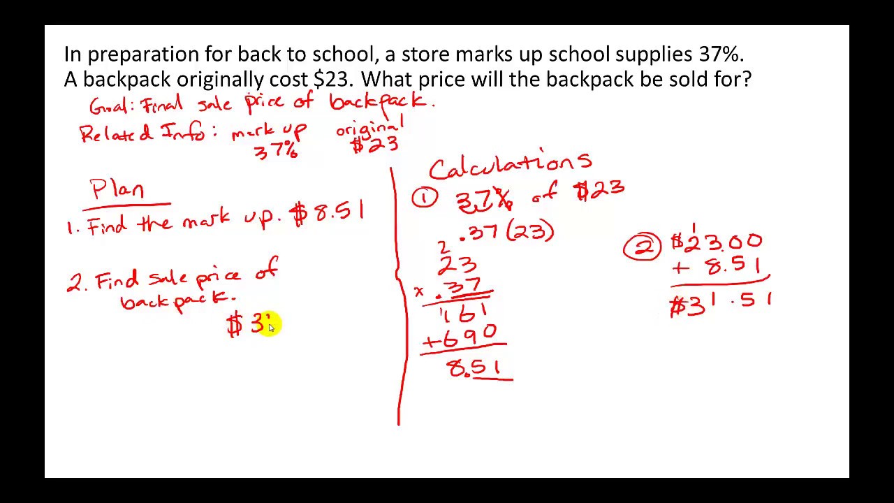 Calculating Markup and Final Cost - YouTube