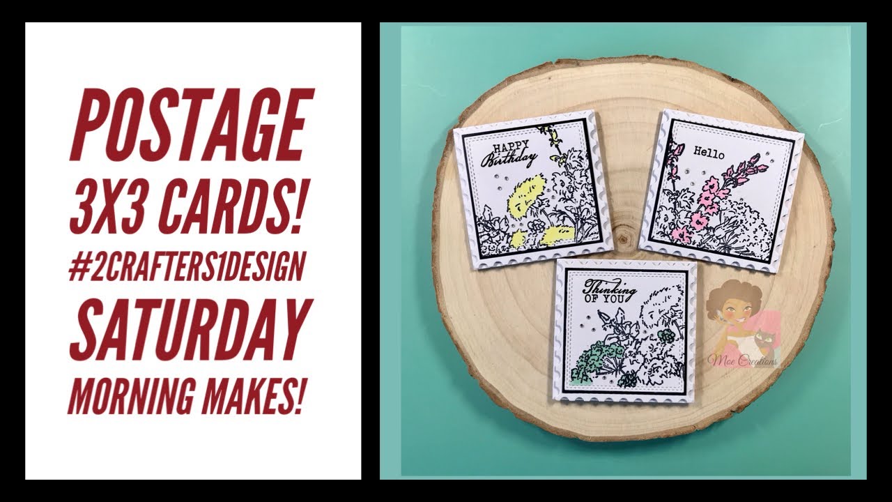 Postage 3x3 cards! #2crafters1design #satmornmakes - YouTube