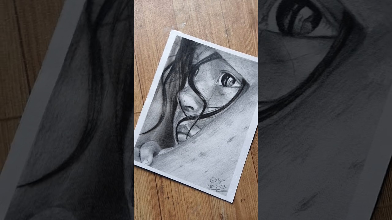 Cute Little Girl Drawing Realistic #sketch #art #shortvideo - YouTube