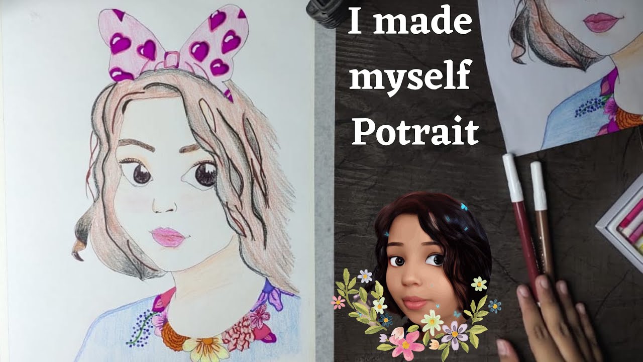 I draw myself Portrait I My color portrait I How to draw a portrait ...
