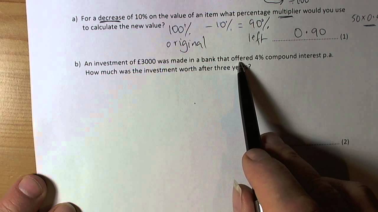 Percentage multipliers and Compound Interest 10A2 - YouTube
