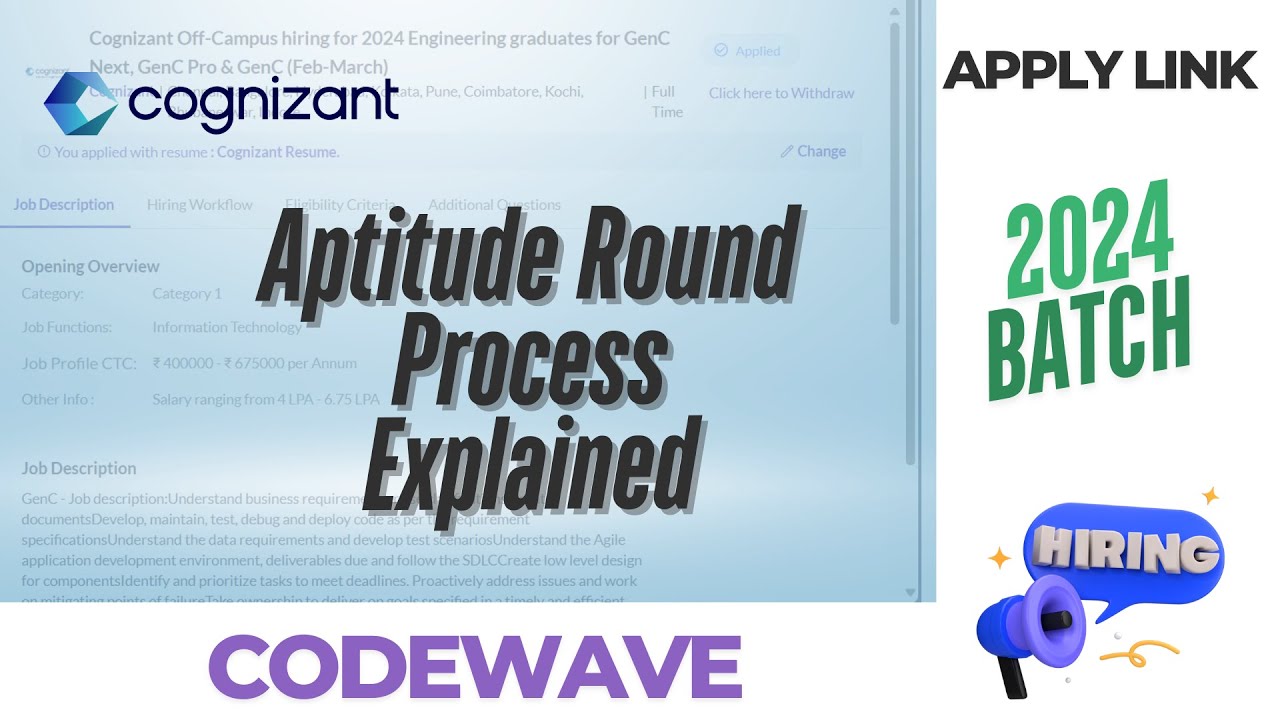 🔥Cognizant Aptitude Assessment | Cognizant GenC Hiring 2024 Batch 🚀 ...