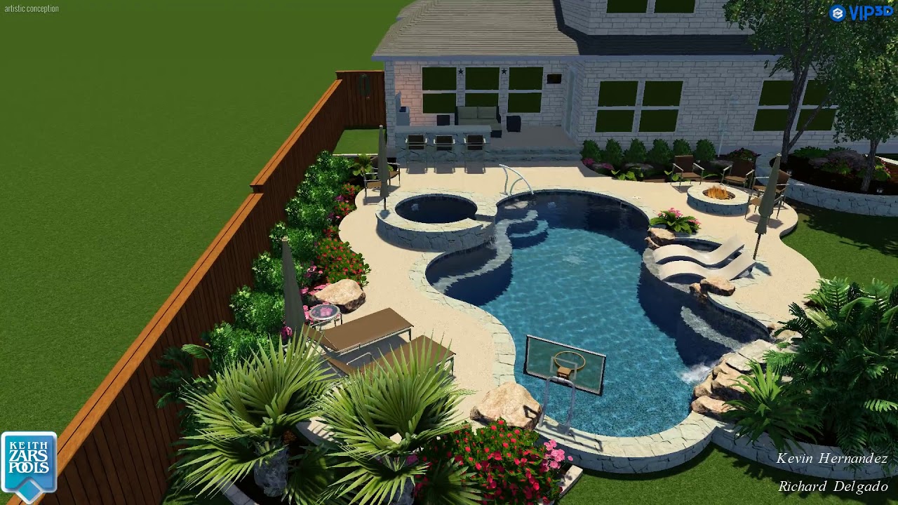 Custom Pool Design By: Kevin Hernandez of Keith Zars Pools. - YouTube