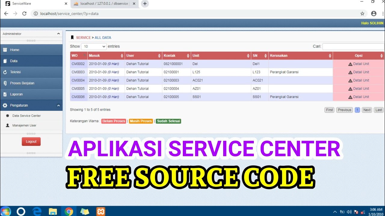 Aplikasi Service Center Berbasis Web - Free Souce Code - YouTube