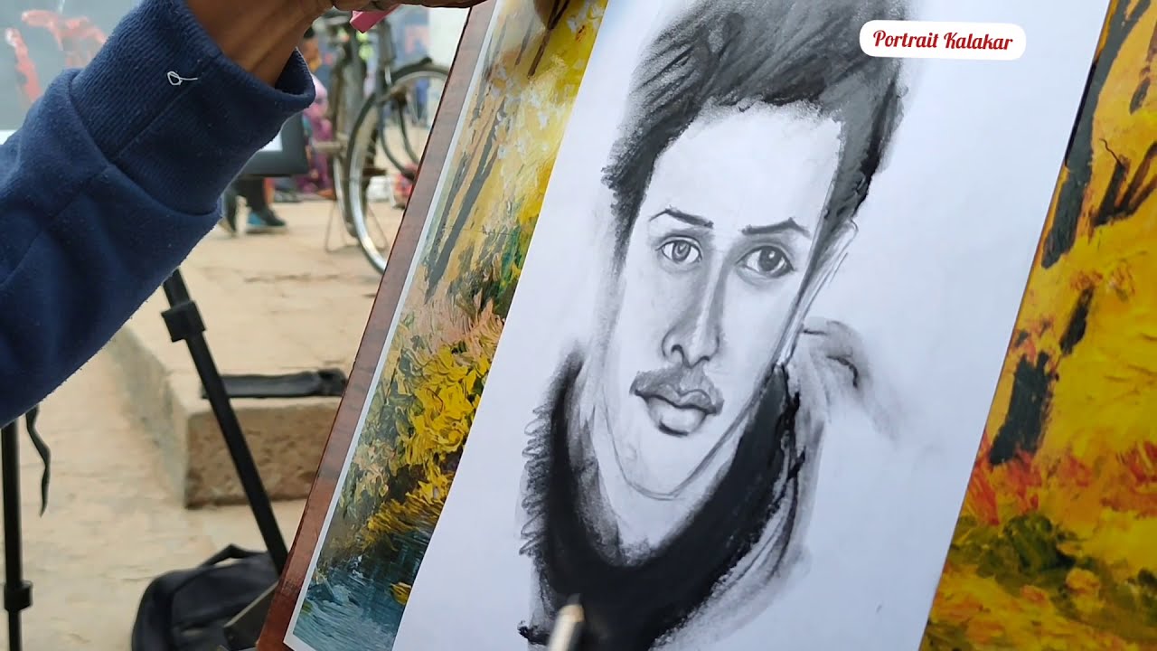 Live Potrait Drawing | Portrait Live of Assi Ghat | How to Draw live ...