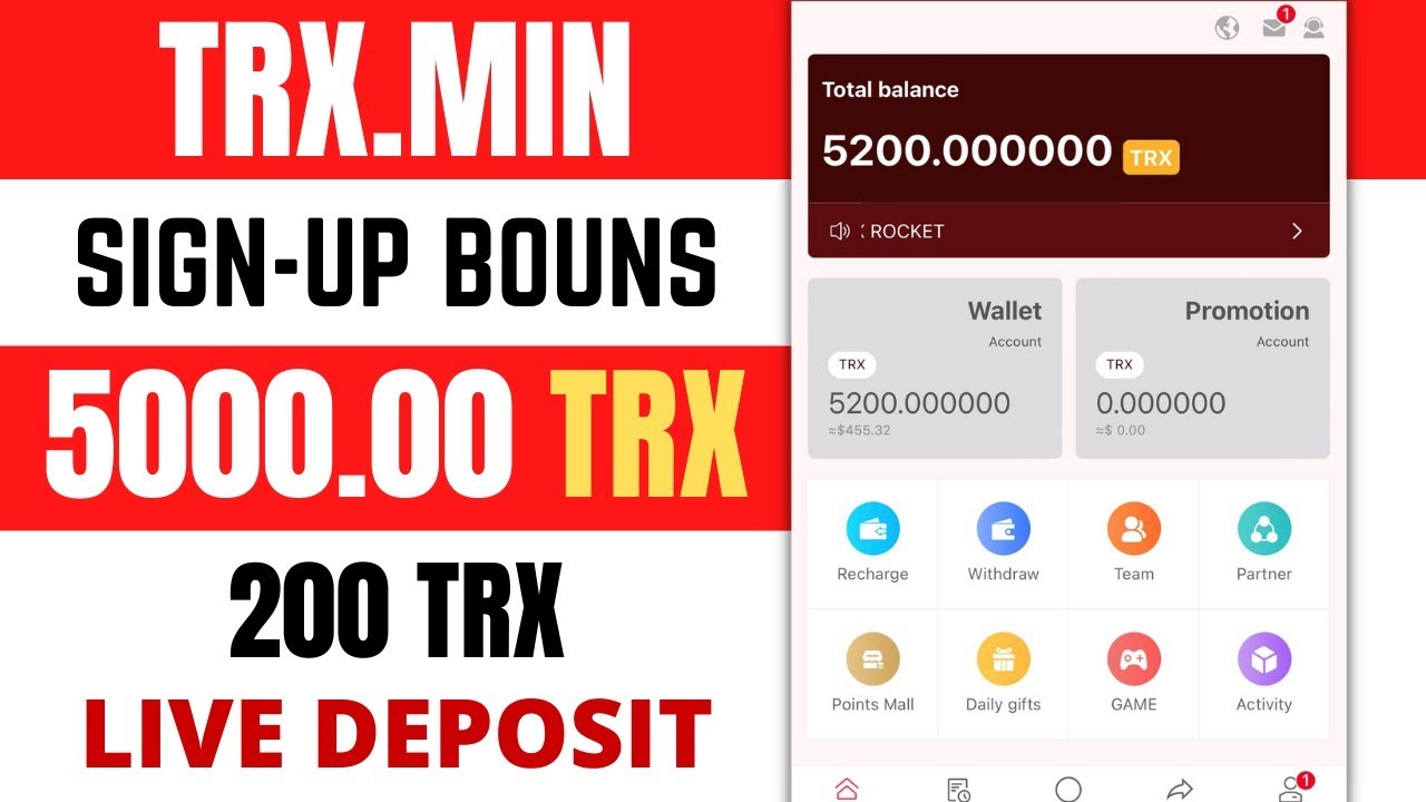 Trx.Min Tron Project Review - 5000 Trx bonus - live deposit 200Trx ...