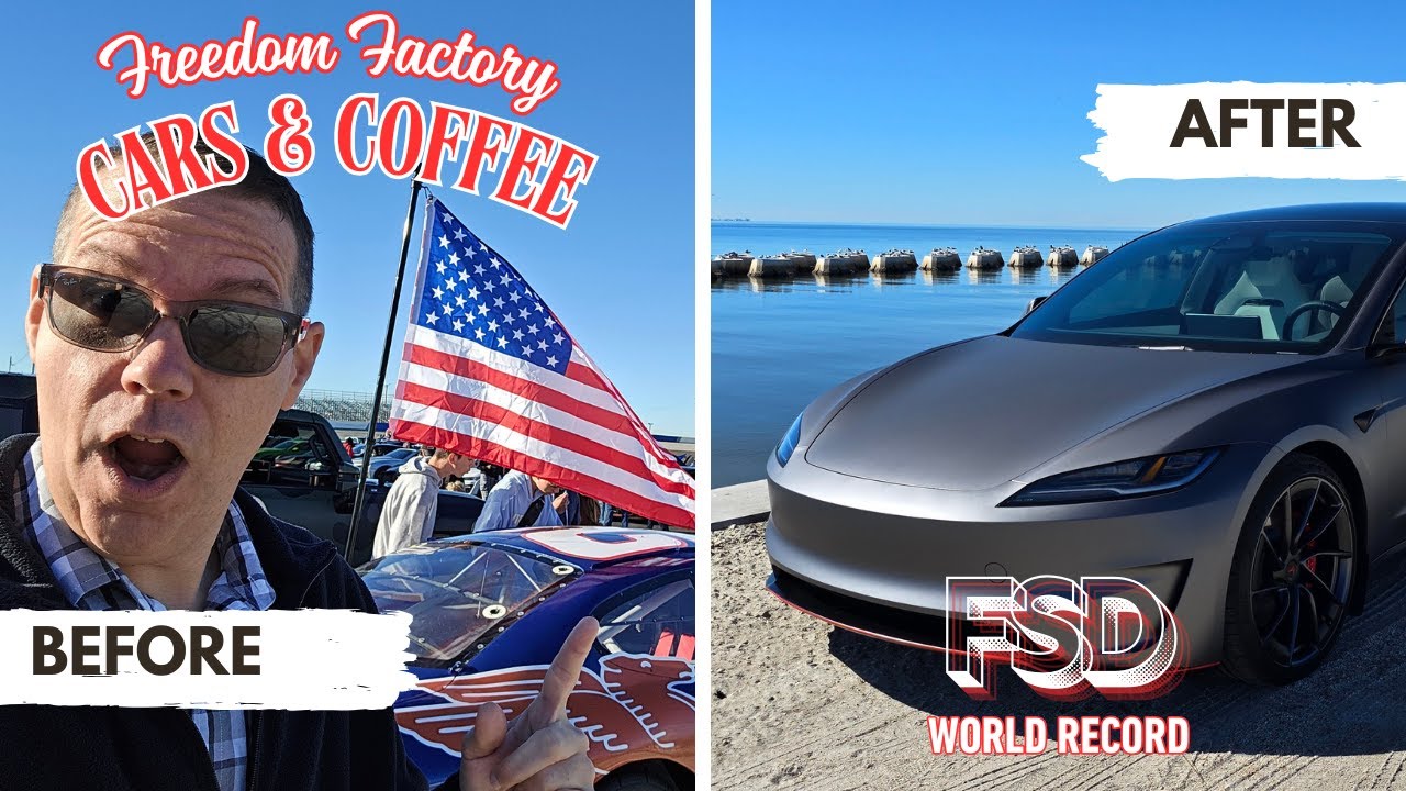 FREEDOM FACTORY Cars & Coffee / Tesla Full Self Driving FSD World ...