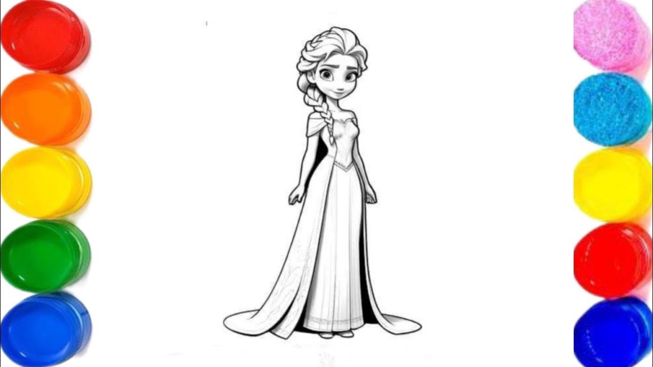 Elsa Full Body Drawing...How To Colour Elsa Full Body - YouTube