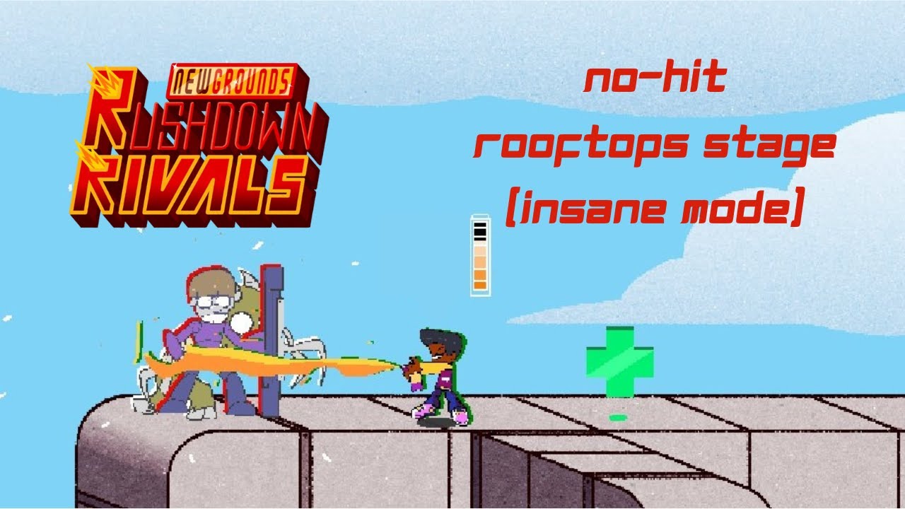 Newgrounds Rushdown Rivals - No-Hit Rooftops Stage on Insane Mode - YouTube
