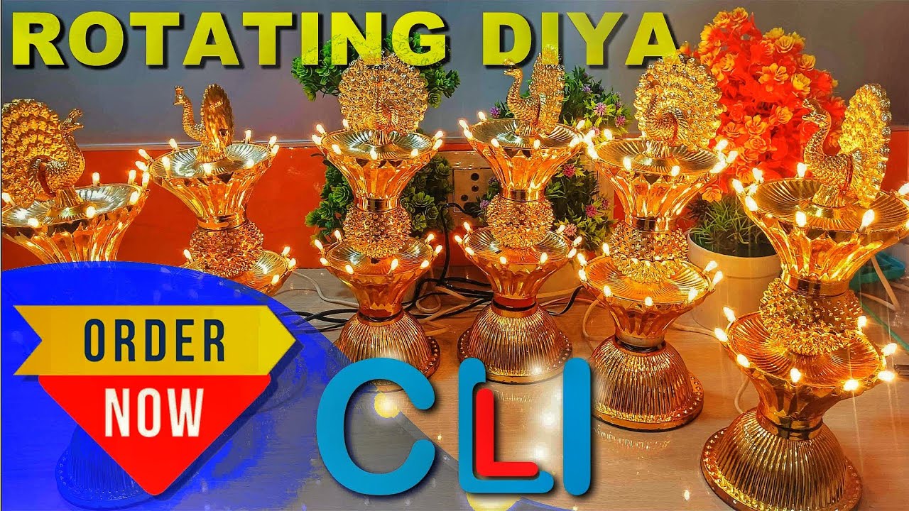 Rotating Stand Diya || Golden Stand Rotating Diya|| Decoration lights ...