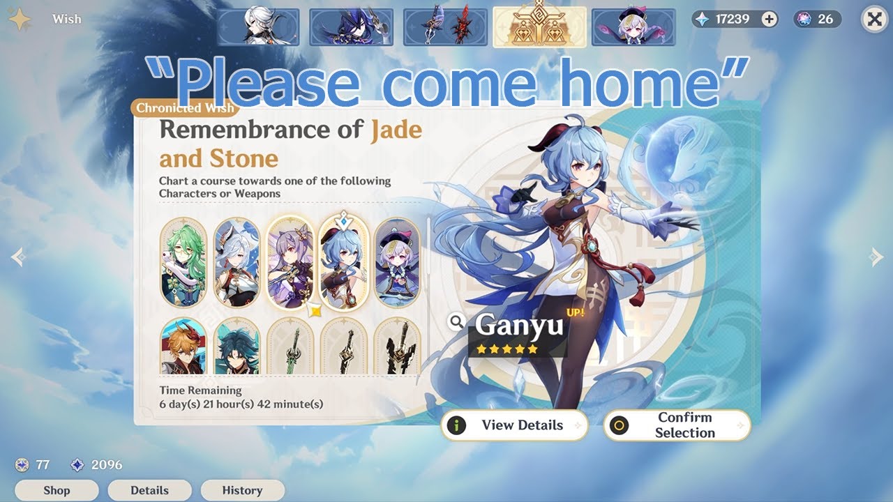 Pulling for Ganyu in Genshin Impact - YouTube