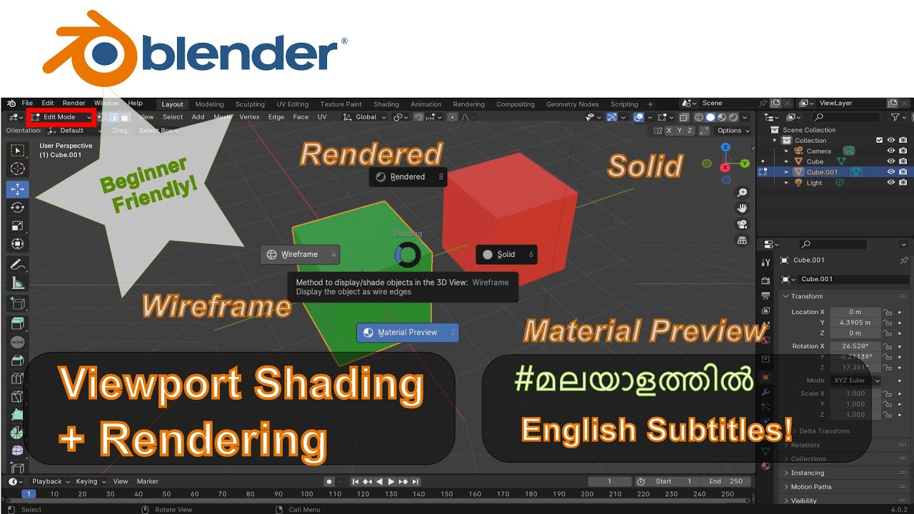 Viewport Shading and Rendering - Blender- 3 minutes- ബ്ലെൻഡർ പഠിക്കാം ...