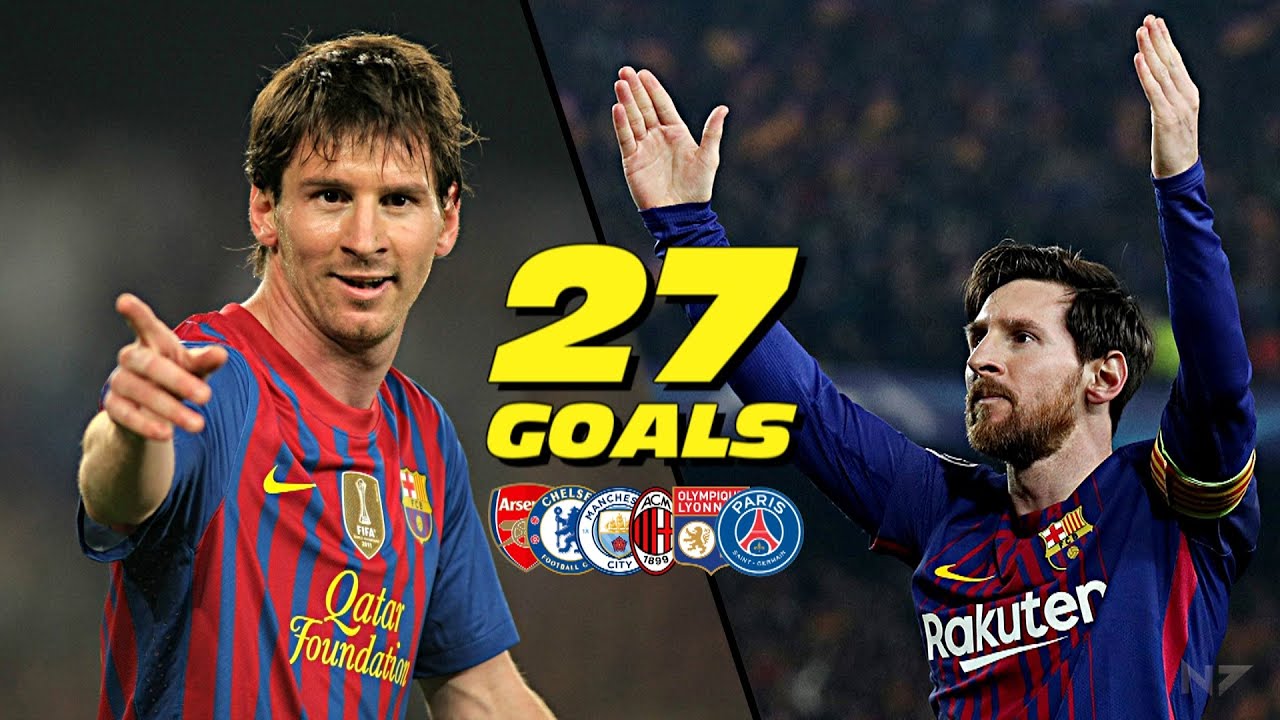 Lionel Messi All Goals in the Round of 16 of Champions League 2008-2020 ...