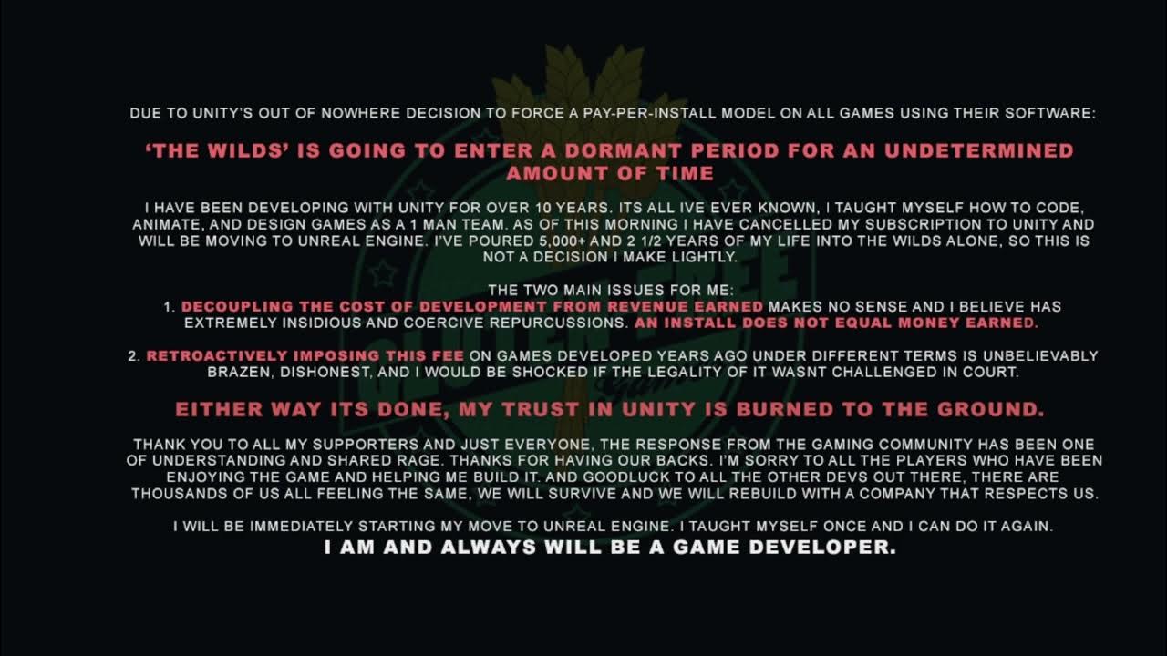 Why I'm leaving Unity and what the means for The WILDS - YouTube