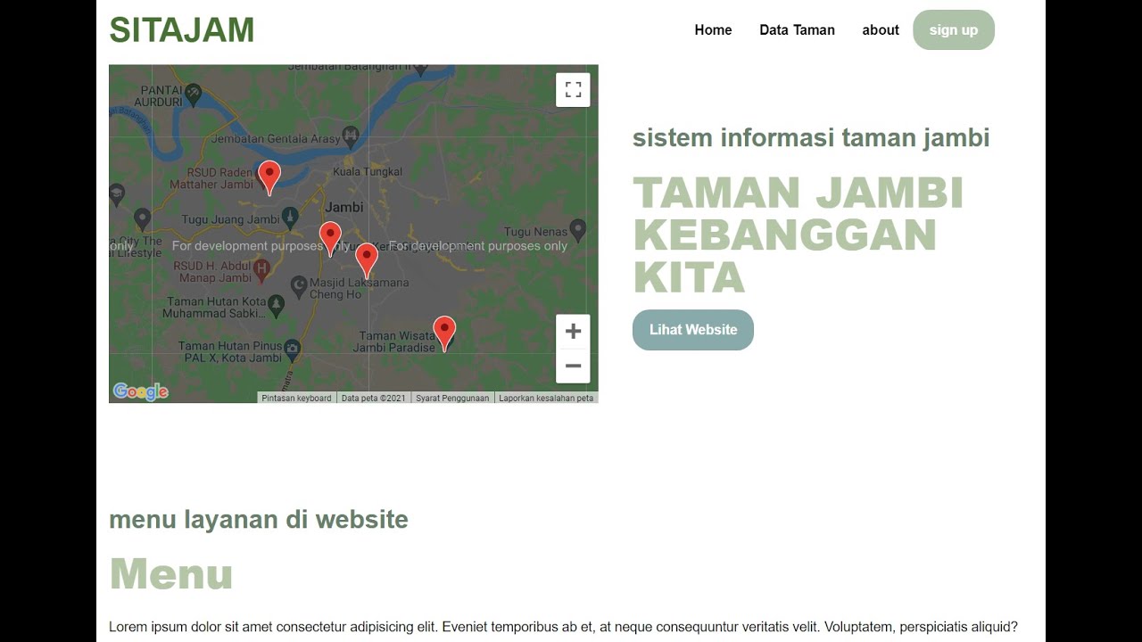 SITAJAM sistem informasi taman jambi | Tahap 2 dengan menggunakan ...