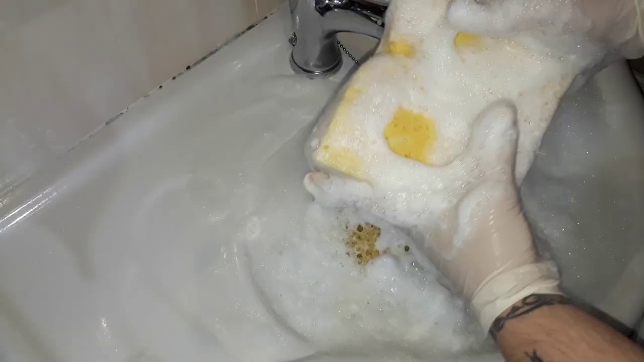 ASMR Washing up liquid and a new sponge - YouTube